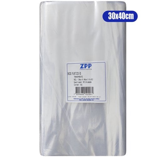 Saco Plástico BD Transparente 30x40cm 0 012mm ZPP 1 kg Plast Rib