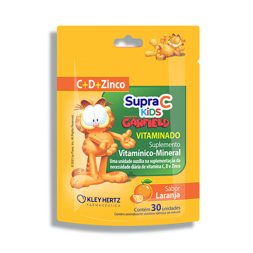 Supra C Kids Garfield laranja, sachê com 30 gomas | Drogaria Nossa Farma