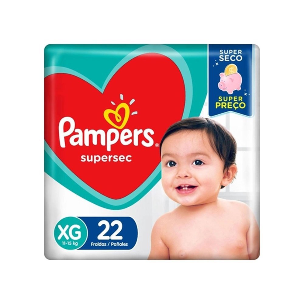 Fralda Pampers Supersec XG, pacote com 22 unidades | Drogaria Nossa Farma