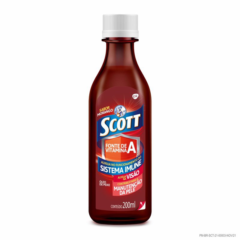 Emulsão Scott frasco com 200mL de solução de uso oral, sabor morango ...