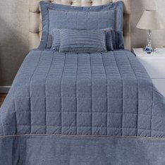 Colcha Matelada Solteiro Linho Jeans | Cheirinho de Neném
