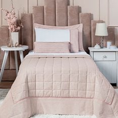 Colcha Matelada Solteiro Linho Rosê|Cheirinho de Neném