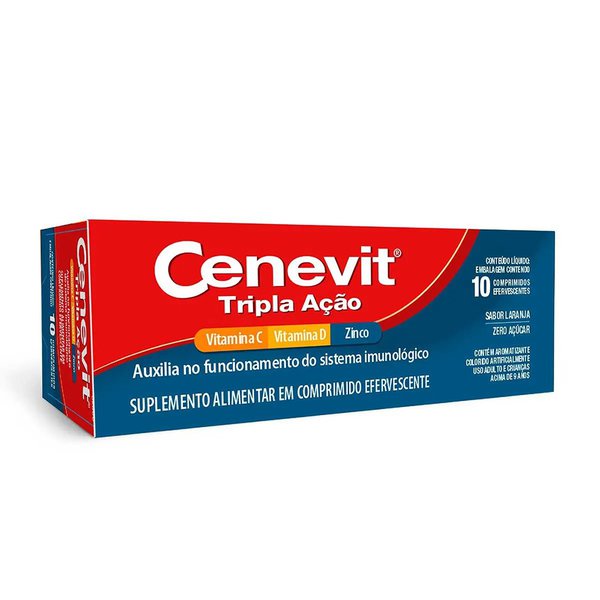 Vitamina C Efervescente Cenevit Tripla Ação Laranja 10 Comprimidos ...