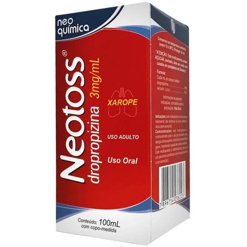 Neotoss 3mg/mL, caixa com 1 frasco com 100mL de xarope + copo medidor ...