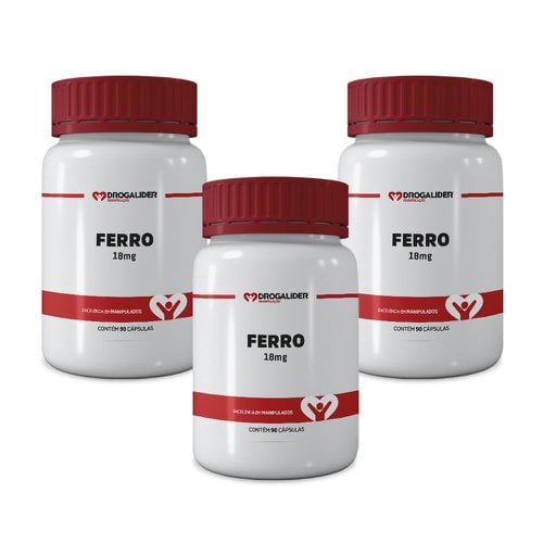 Kit 3 Ferro 18mg - 90 cápsulas | Drogalider