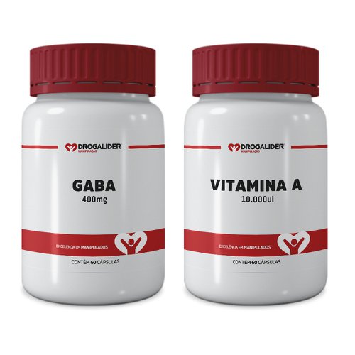 Kit Gaba 400mg - 60 cápsulas + Vitamina A 10.000Ui - 60 cápsulas ...