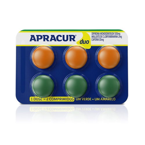Apracur Duo 500mg + 2mg + 30mg, blíster com 6 comprimidos | Drogão Net ...