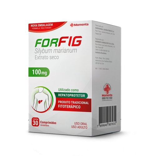 Forfig 100mg, caixa com 30 comprimidos revestidos
