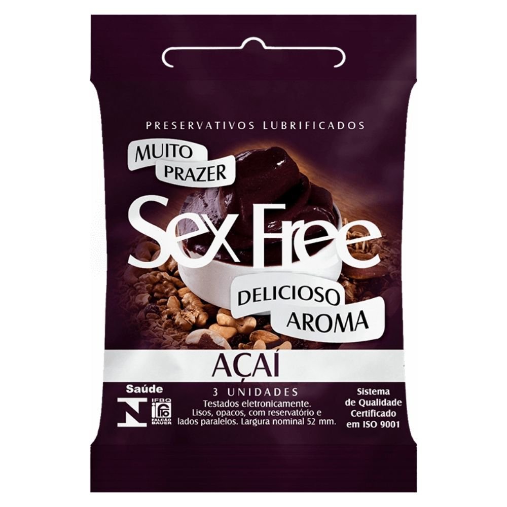 Preservativo Sex Free Açai 3un Preservativo Sex Free Açai 3un