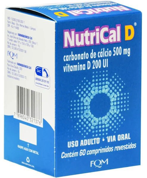 Nutrical D 500mg + 2mg, frasco com 60 comprimidos revestidos | DrogaVen ...