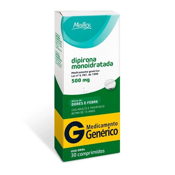 Dipirona Monoidratada Medley 500mg, caixa com 30 comprimidos | DrogaVen ...