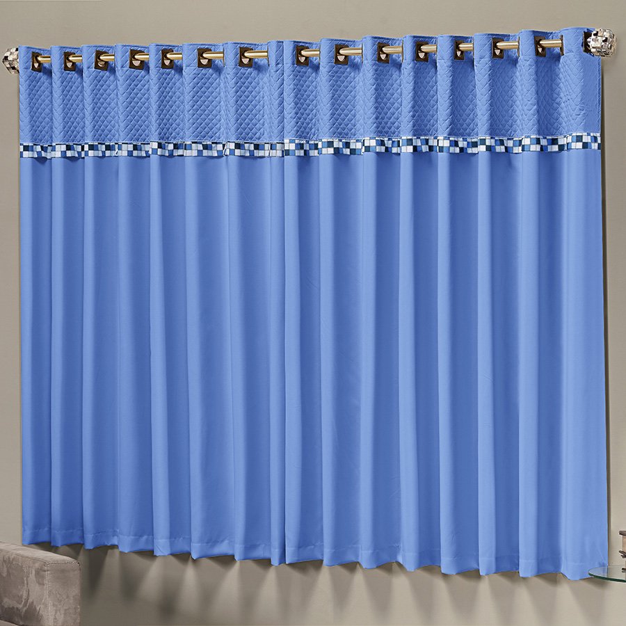 Cortina Quarto Thierry Azul 2,00m x 1,70m | Essencial Enxovais