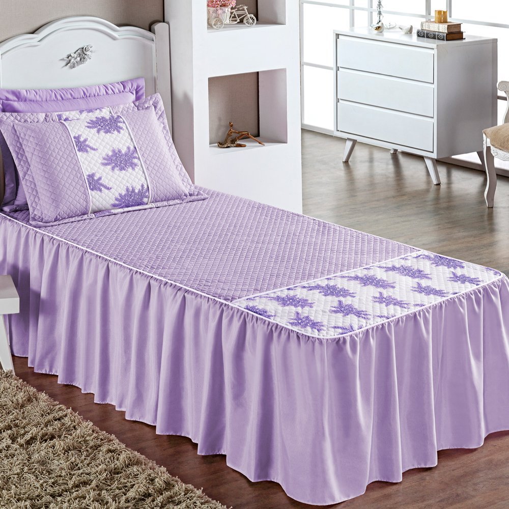 Colcha Solteiro Súria Lilás 3 Peças | Essencial Enxovais