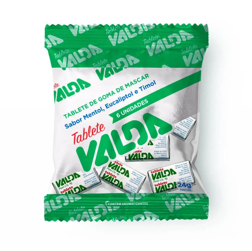 Goma de Mascar Tablete Valda - Sabor Mentol-Eucalipto e Timol | 24g | 6 ...