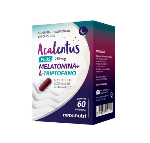 Acalentus Plus Melatonina + Triptofano 60 Cápsulas Maxinutri ...