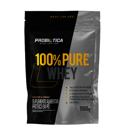 100 Pure Whey Refil Probiótica Cookies And Cream 900g Farmácias Heroos