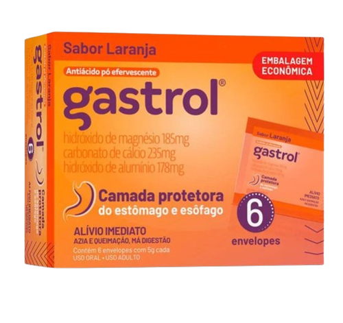 Gastrol Pó Efervescente Laranja 6 Sachês | Farmácias Heroos