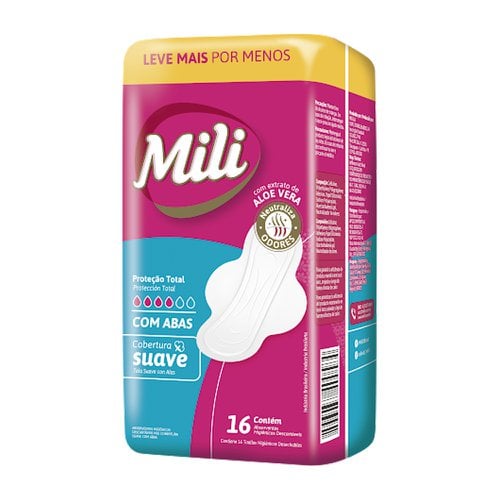 Absorvente Mili Protecao Total Suave com Abas 16 Unidades