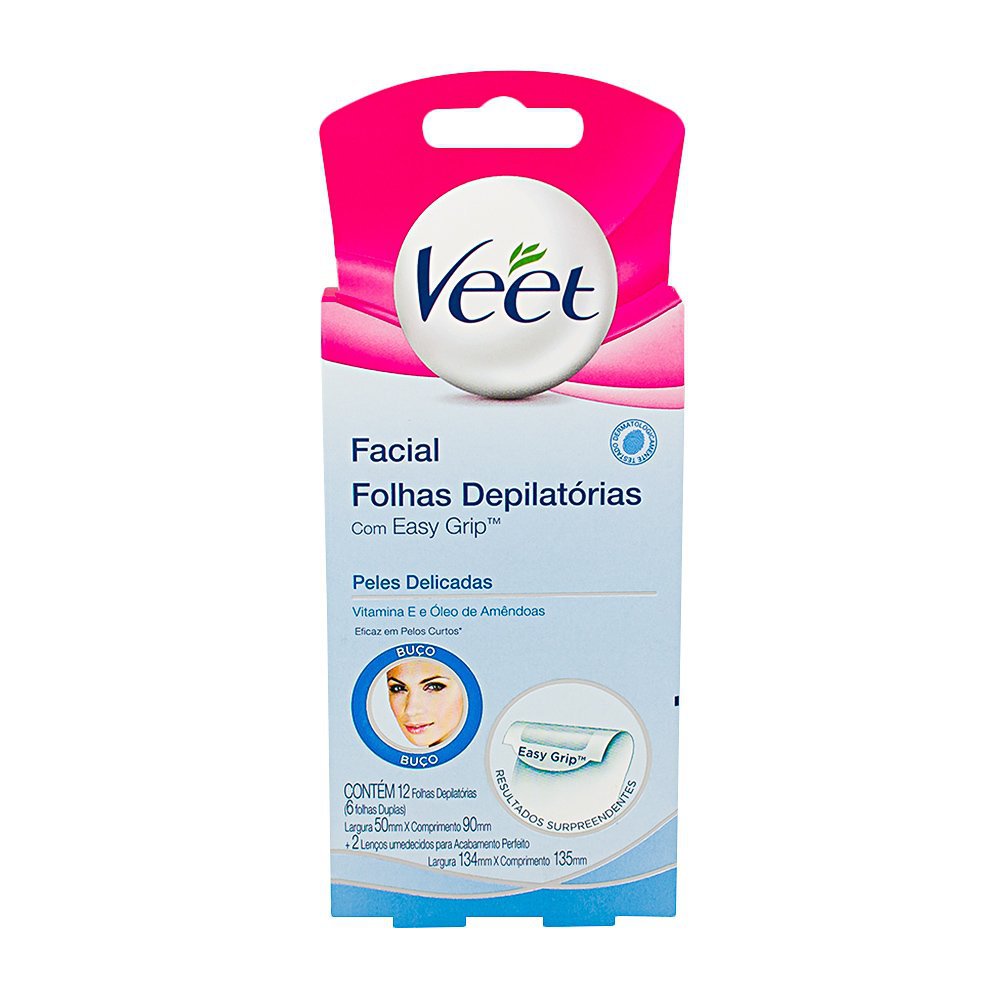 Folhas Para Depilacao Facial Veet Pele Delicada Com 12 Unidades