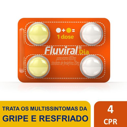 Fluviral Dia com 4 comprimidos
