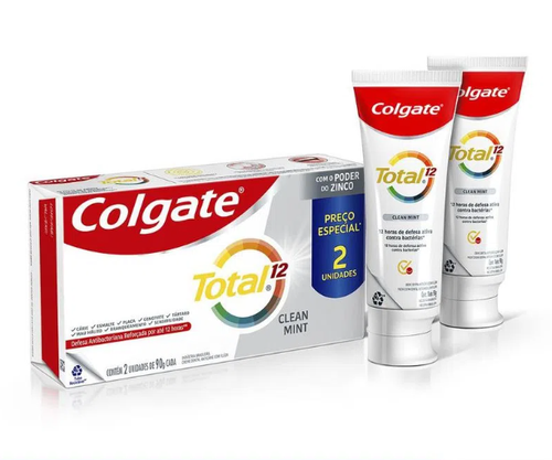 Kit 2 Creme Dental Colgate Total 12 Clean Mint 2x 90g