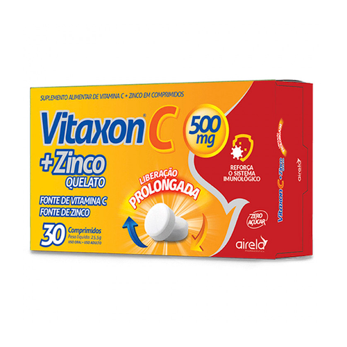 Vitaxon C 500mg Vitamina C + Zinco + Zero Açúcar 30 Comprimidos