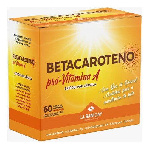 Betacaroteno Pró Vitamina A 60 Cápsulas La San Day | Farmácias Heroos