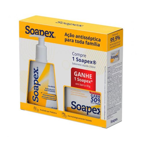 Kit Sabonete Líquido Soapex 250ml + Sabonete Barra Soapex 80g