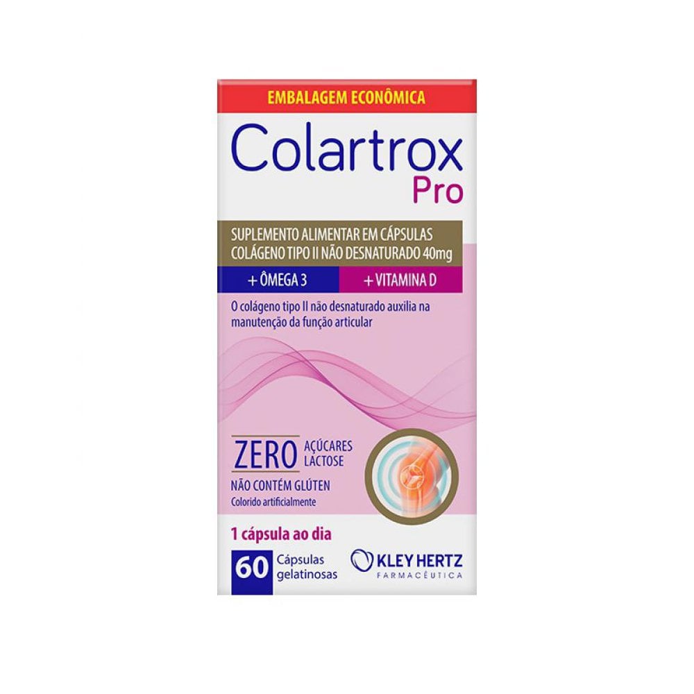 Colartrox Pro Colágeno Tipo 2 Ômega 3 Vitamina D 60 Capsulas ...