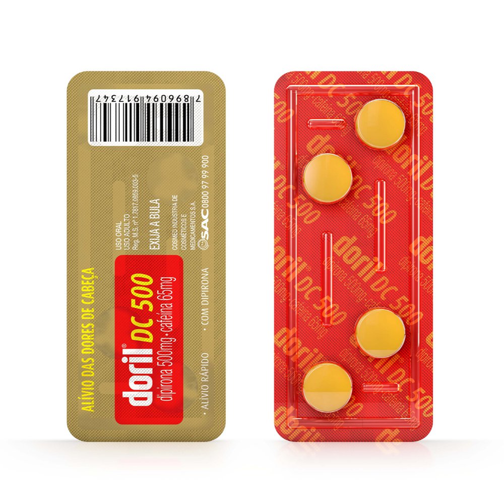Doril DC 500 500mg + 65mg, blister com 4 comprimidos | Farma Ponte