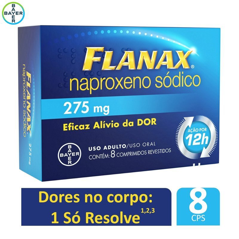 Flanax 275mg, caixa com 8 comprimidos revestidos