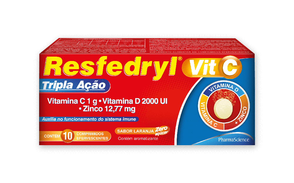Vitamina C Resfedryl Tripla Ação 10 Comprimidos Efervescentes | Farma Ponte