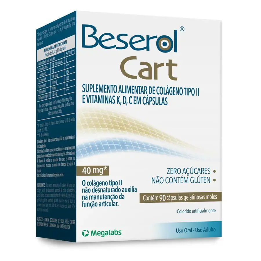 Beserol Cart Colageno Nao Hidrolisado Tipo II Com 90 Capsulas