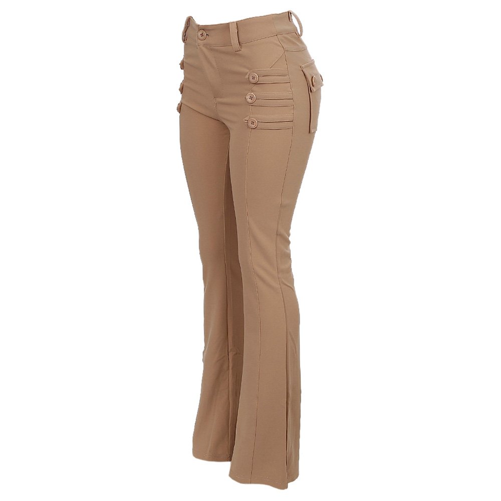 Calça Social Flare Detalhes Laterais com Botões - Compre Agora - Feira ...