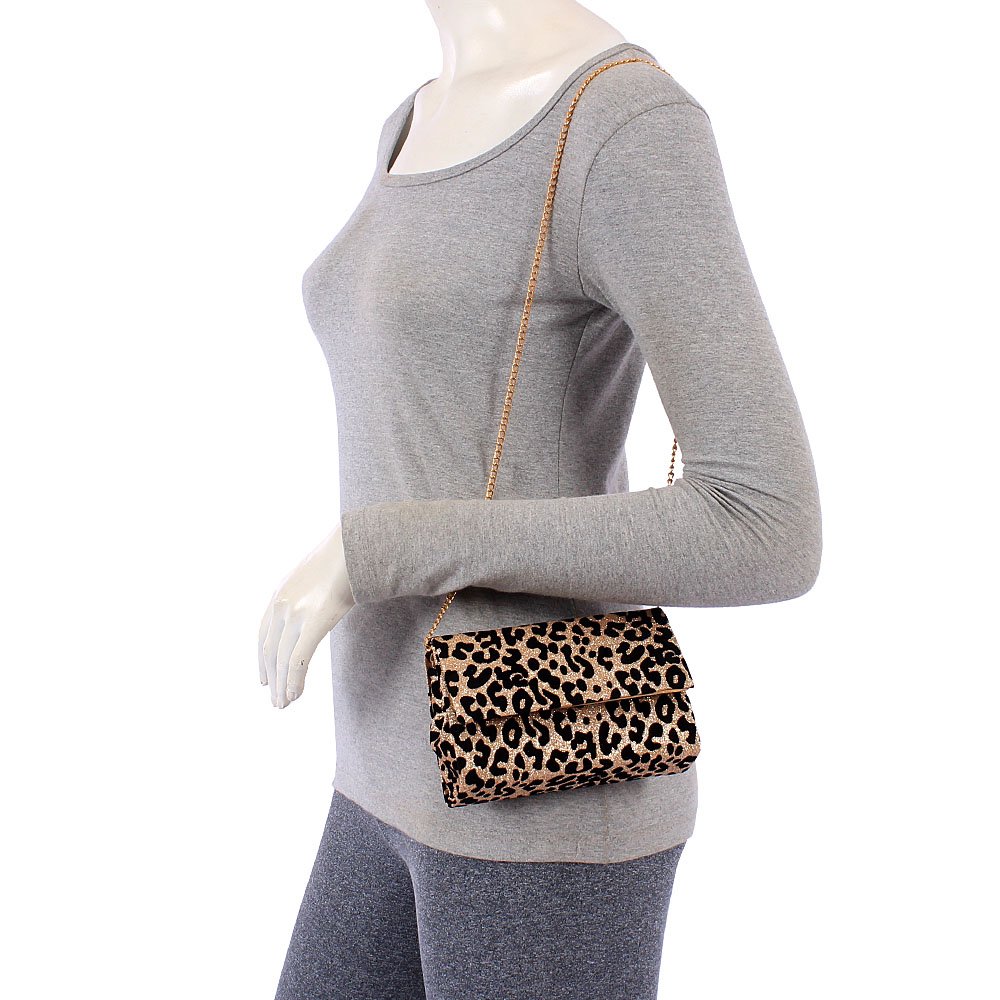 Bolsa Clutch Festa Feminina Animal Print Cintilante Alça De Corrente ... Bolsa Clutch Festa Feminina Animal Print Cintilante Alça De Corrente ...