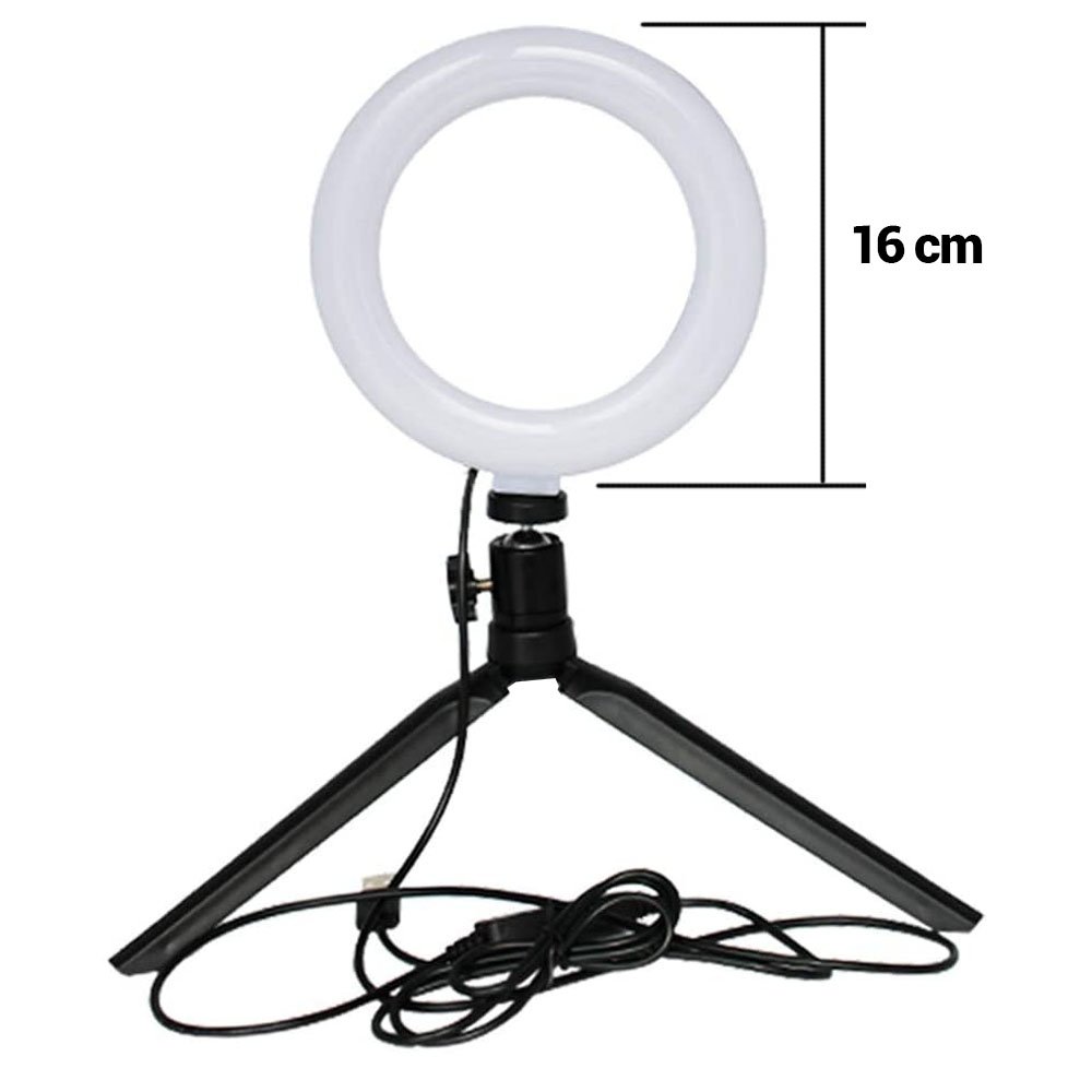 Ring Light Maquiagem Led Tripé De Mesa 6 Polegadas 16 CM - Compre Agora - Feira da Madrugada SP