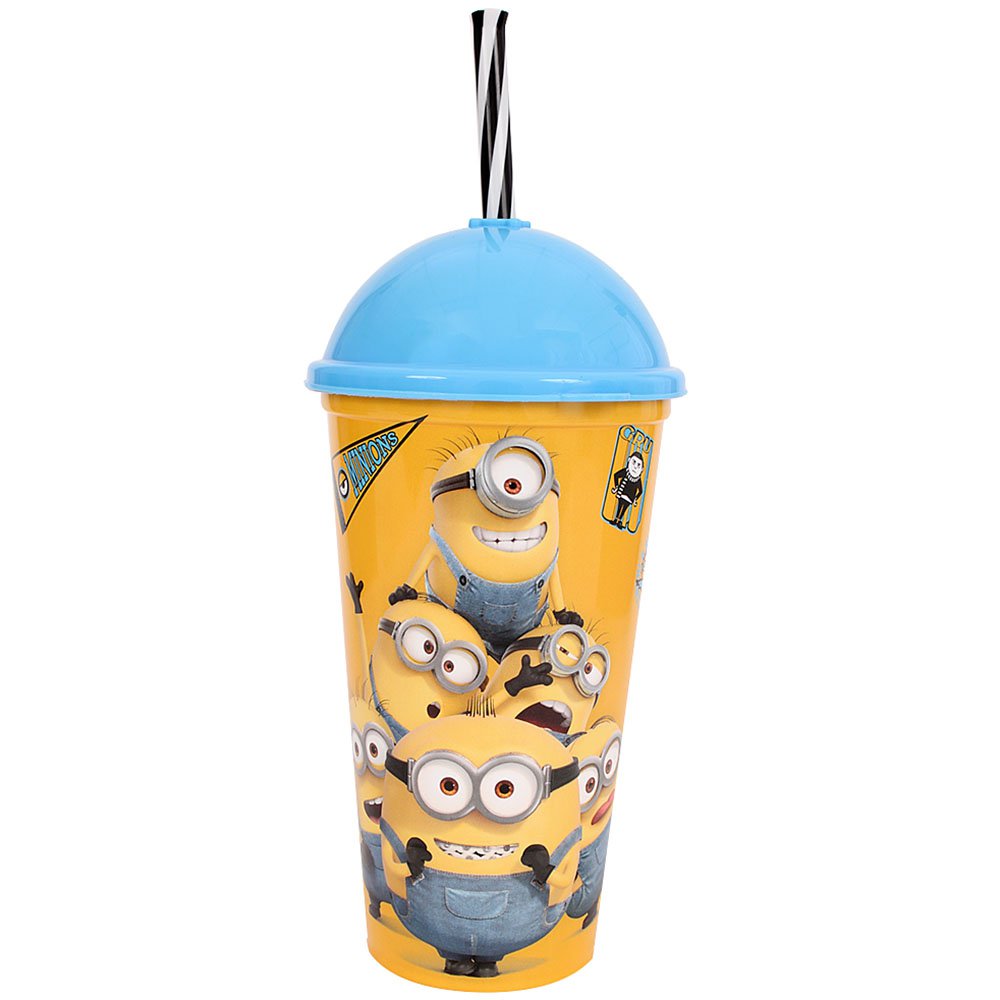 Copo Shake Personagens Minions 500ml Tampa Canudo Plasútil - Feira da ...