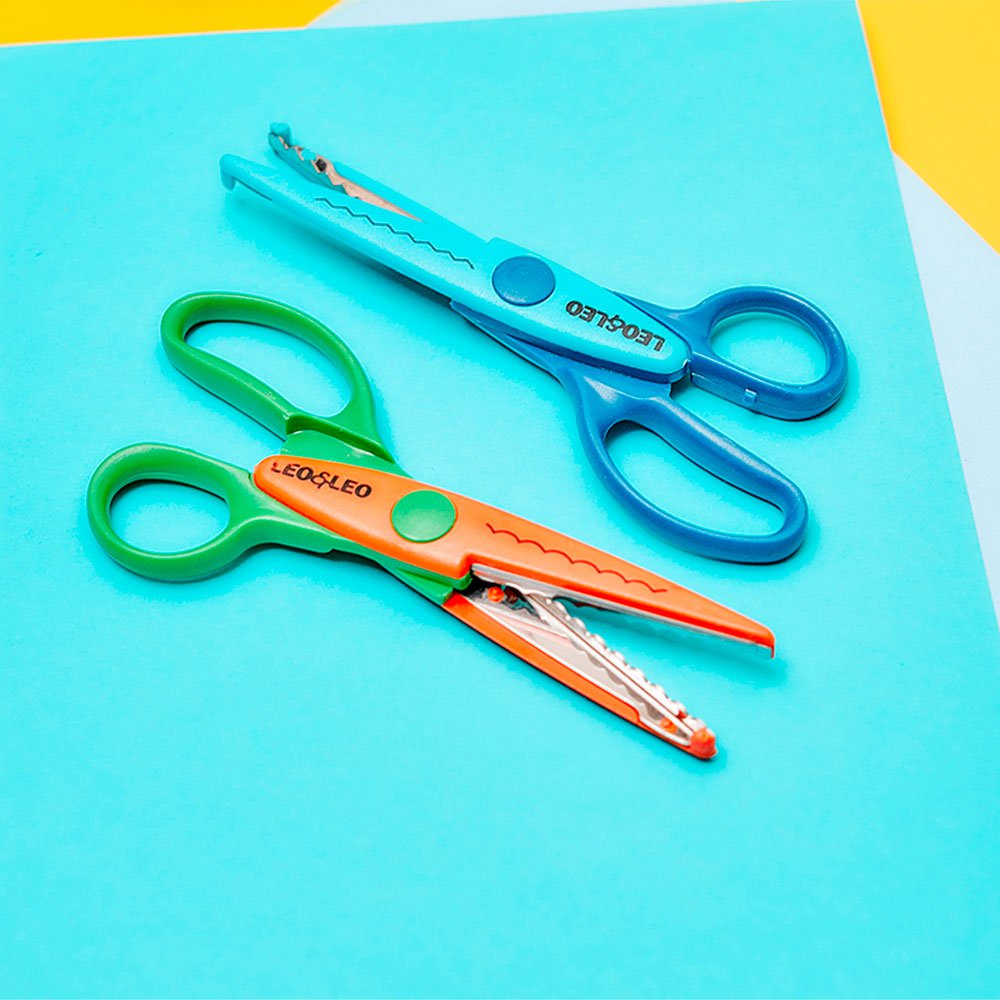 Kit 3 Tesoura Picotar Escolar Colors Leo & Leo - Feira da Madrugada SP