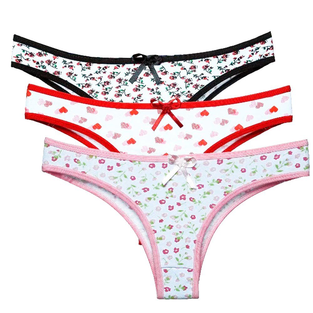 Kit 3 Calcinhas Tanga Fio Dental Estampada Feminina Feira Da Madrugada Sp