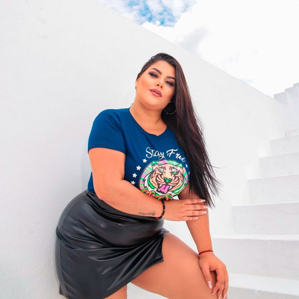 Blusa T Shirt Feminina Plus Size Com Estampas Variadas Estilosa