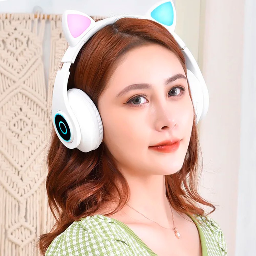 Fone De Ouvido Headphone Sem Fio Orelha De Gato Feira Da Madrugada Sp