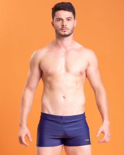 Sunga Shorts com Recorte na Lateral Azul Marinho | Guaili | Roupas de ...