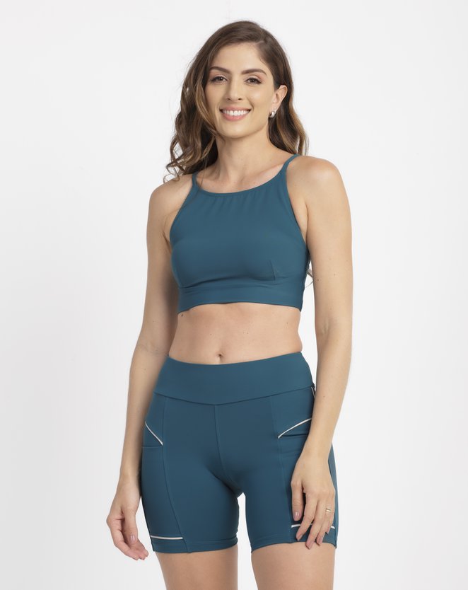 Top Fitness Decote Alto Bojo e Alça Fina com Regulador em Lycra ...