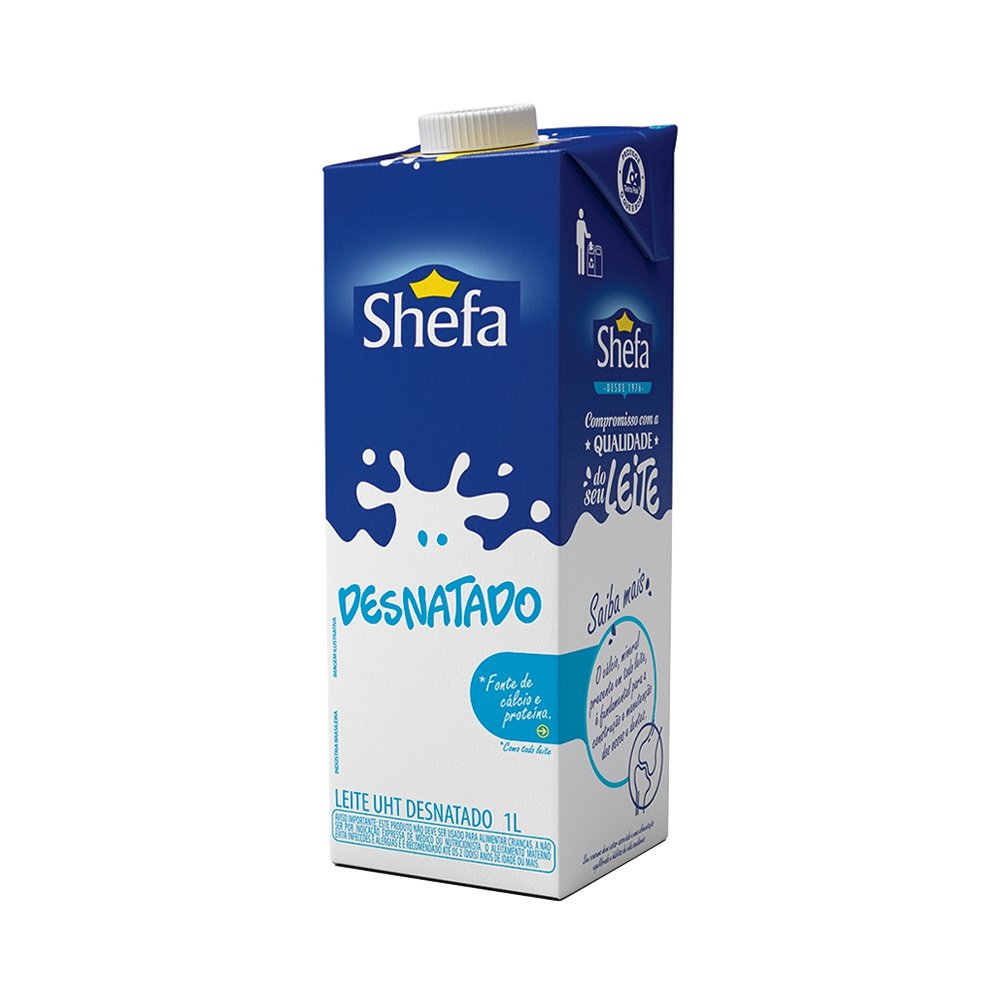 Leite Desnatado Longa Vida Shefa 1l | Supermercados Pague Menos