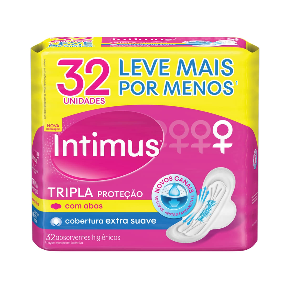 Absorvente Intimus Gel Suave Com Abas Com 32 Unidades