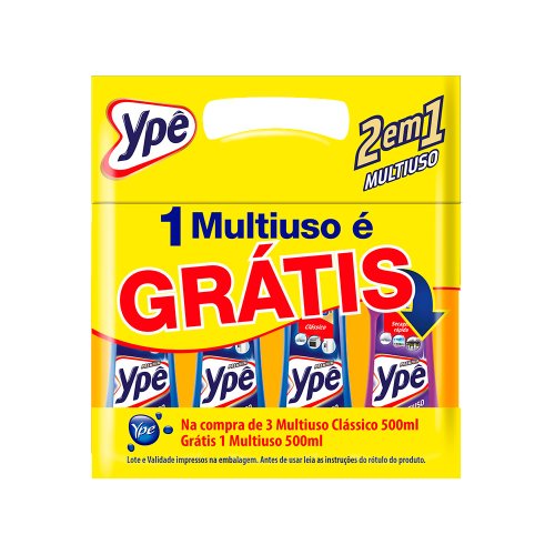 Pack Limpador Multiuso Ypê 500ml Com 4 Unidades | Supermercados Pague Menos