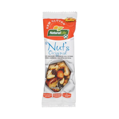 Barra Nuts Natural Life Original Sem Glúten 25g | Supermercados Pague Menos