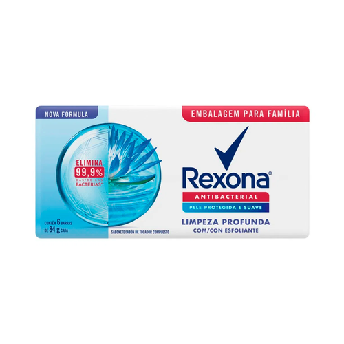 Pack Sabonete Rexona Antibacterial Limpeza Profunda 84g Com 6 Unidades ...