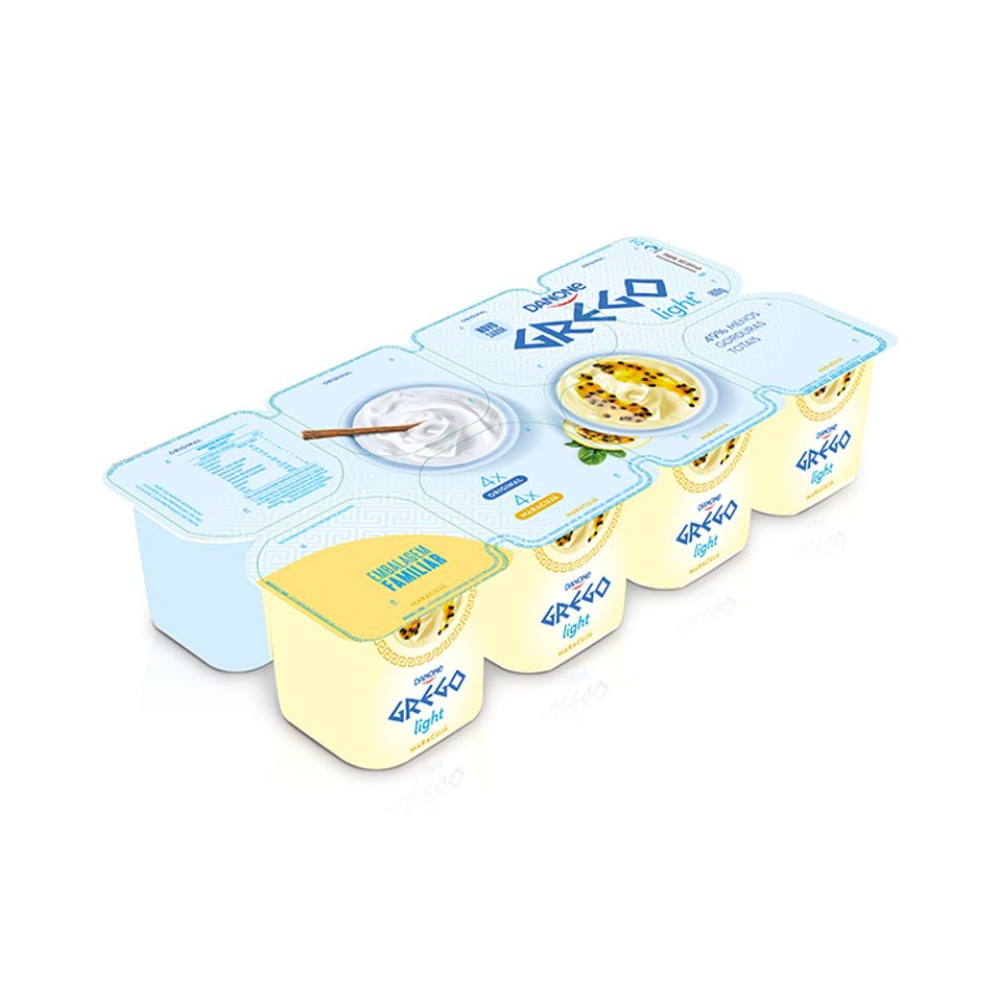 Iogurte Grego Danone Light Original + Maracujá 800g Com 8 Unidades