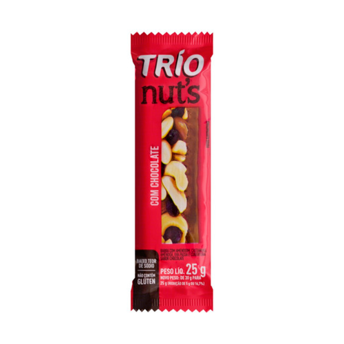Barra de Nuts Trio Cobertura de Chocolate 25g | Supermercados Pague Menos